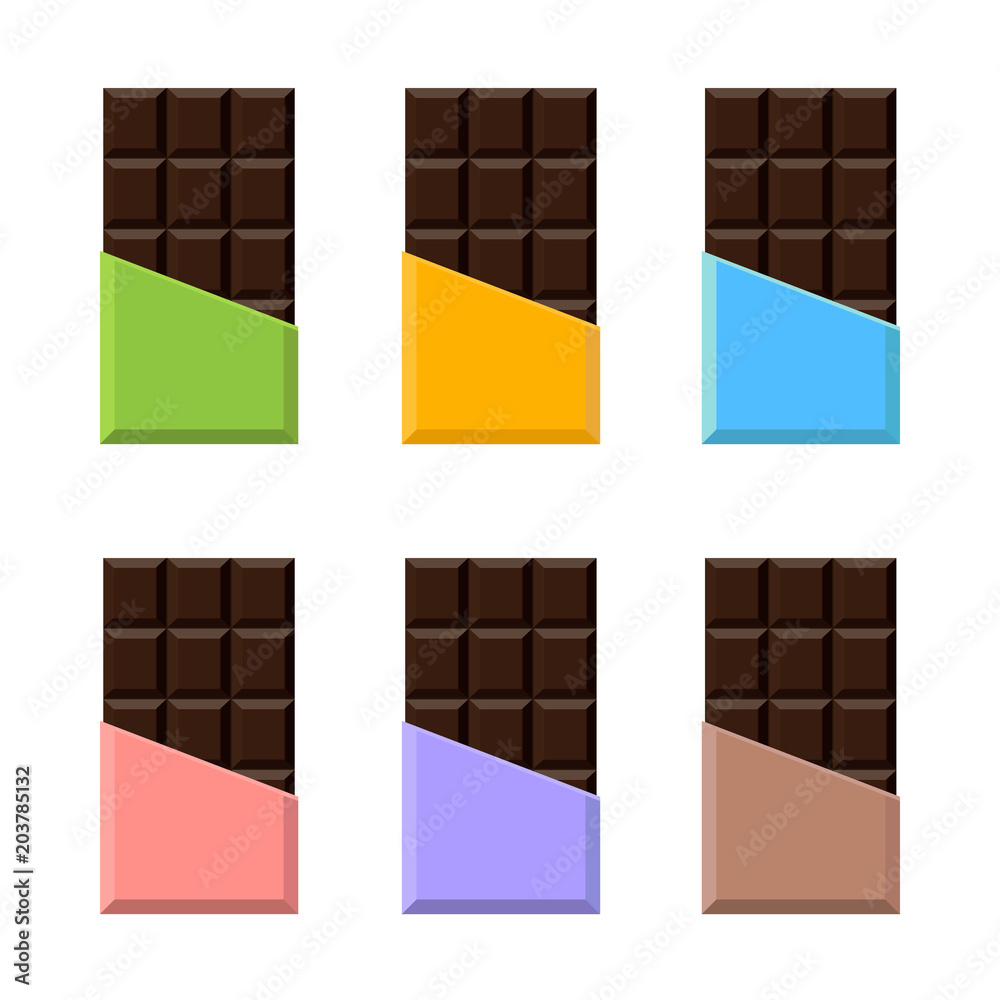 Chocolate bar realistic set. Packaging. Mock up. Isolated vector ...