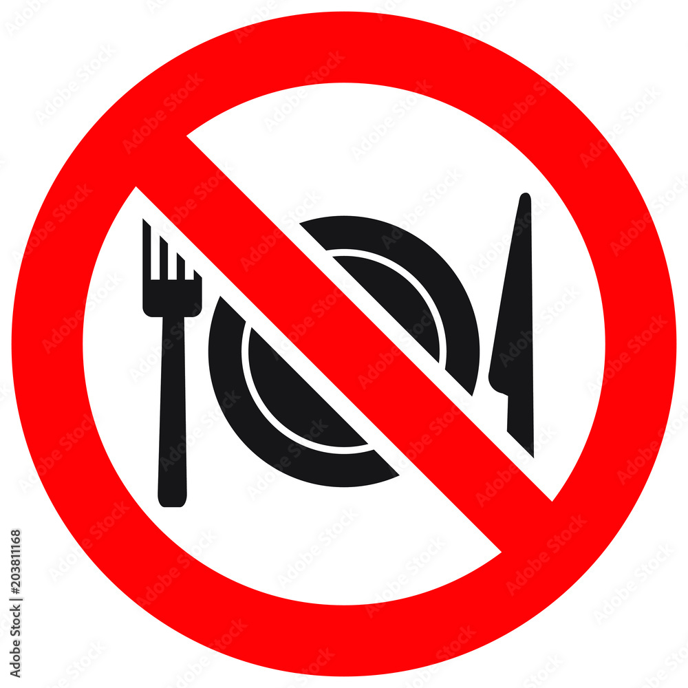 Vector de Stock No eating allowed sign. Red prohibition no food sign ...