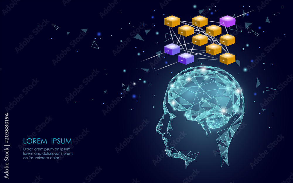 Vektor Isometric artificial intelligence human brain neural network ...