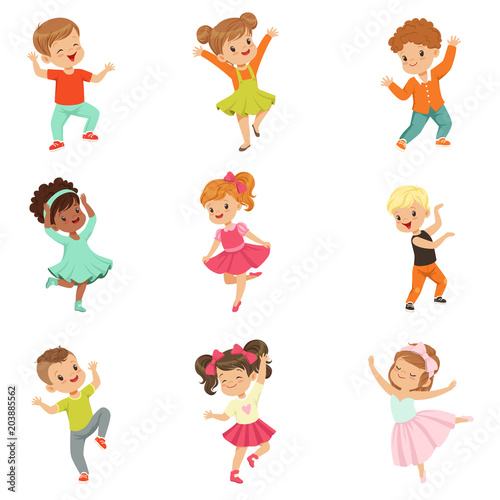 Cute little kids dancing set, modern and classical dance performed by ...