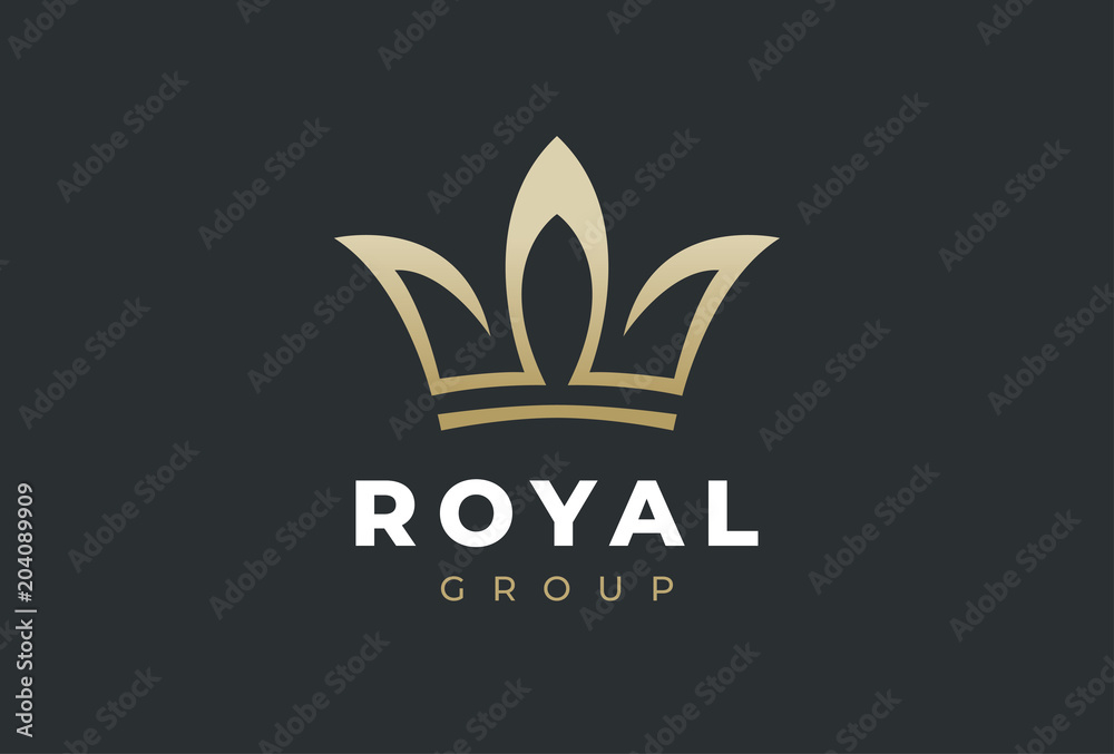 Geometric Vintage Creative Crown abstract Logo design vector template ...