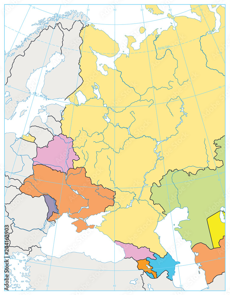 Eastern Europe Political Map Isolated on white Stock Vector | Adobe Stock
