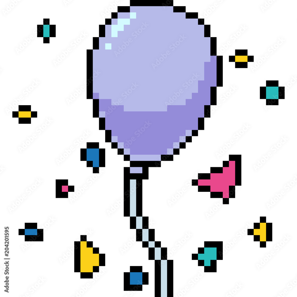 vector pixel art balloon celebrate Stock Vector | Adobe Stock