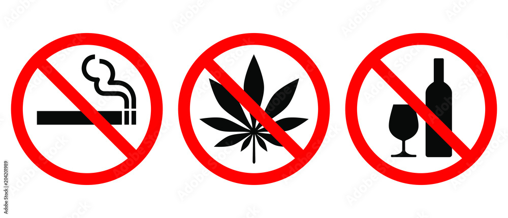 Set of prohibiting signs isolated on white background. Symbols: do not ...