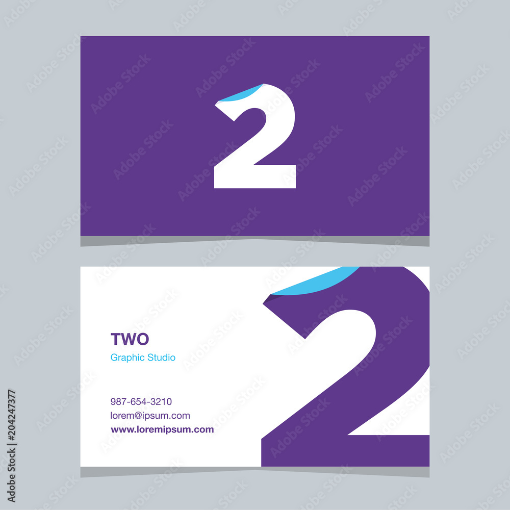 Logo number "2", with business card template. Vector graphic design ...