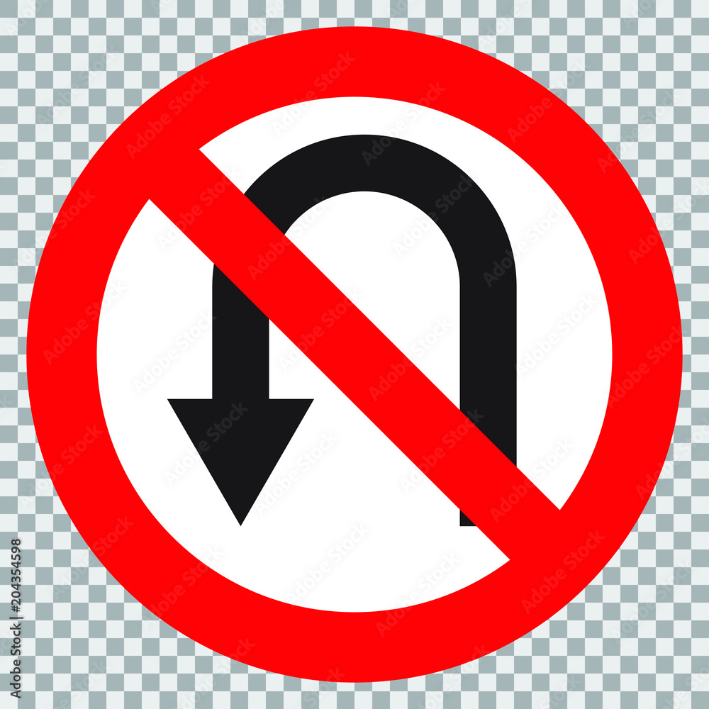 Circular single white. Red and black no u-turn symbol. Do not u turn ...