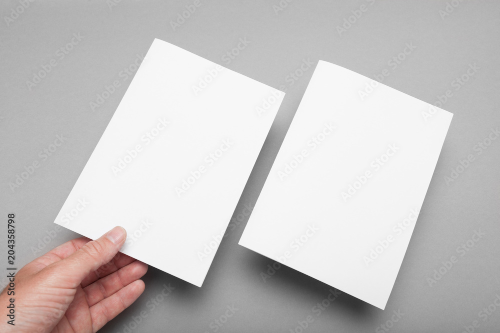 Paper flyer A5 mockup, invitation template. Front and back pages. Stock ...