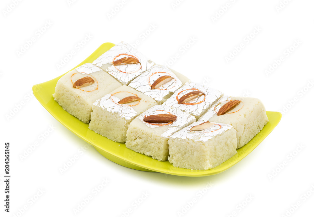 Photo Stock Indian Sweet Food Badam Barfi Also Know As Mithai, barfee ...