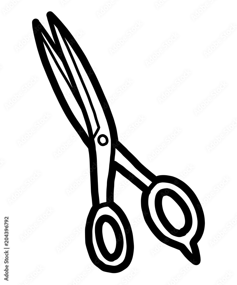 scissors / cartoon vector and illustration, black and white, hand drawn ...
