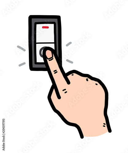 turning off switch / cartoon vector and illustration, hand drawn style ...