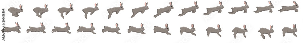 Rabbit run cycle animation spritesheet Stock Vector | Adobe Stock