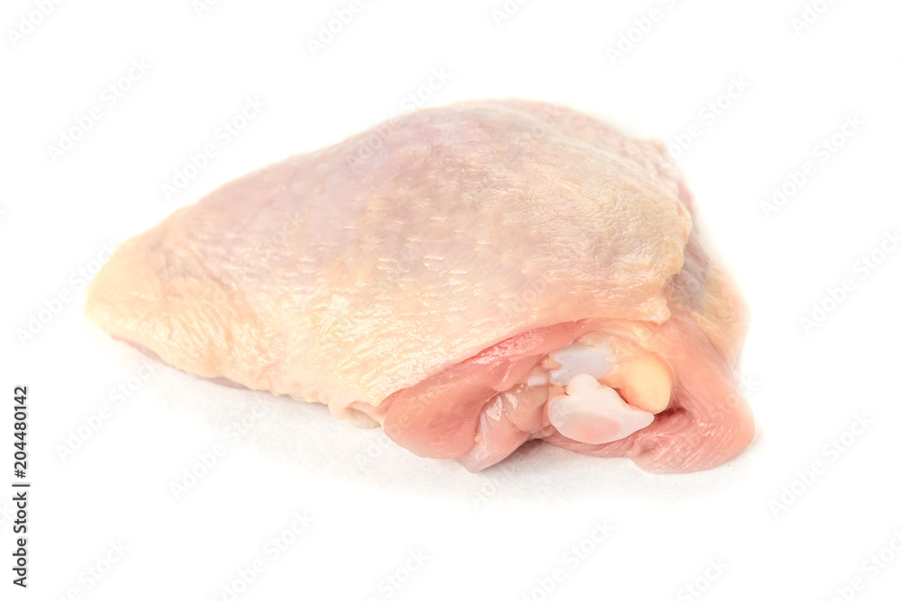 Raw chicken thigh isolated on white background. Stock Photo | Adobe Stock
