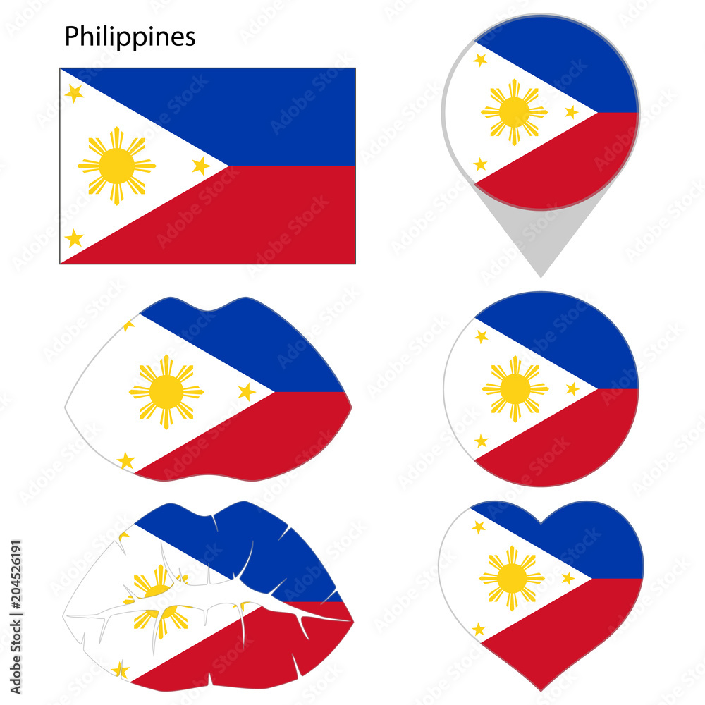 Vector de Stock Flag of Philippines, set. Correct proportions, lips ...