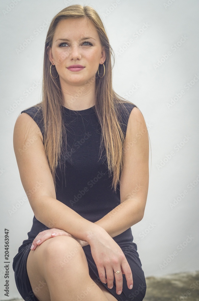 Danish beauty. Young white woman, blonde, blue eyes, long golden hair ...