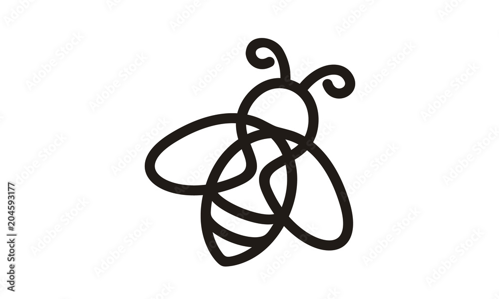 Cartoon Line Art Honey Bee Bumblebee logo clip art design Stock Vector ...