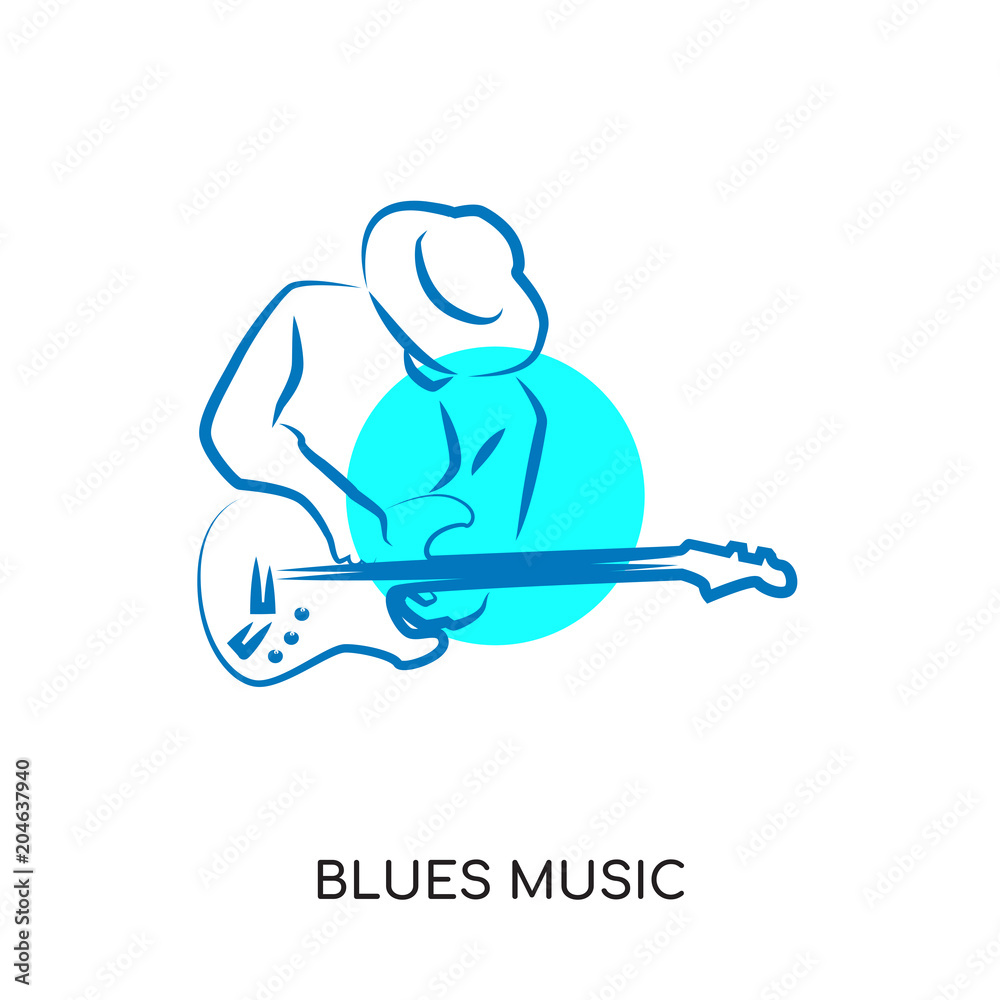 blues music logo isolated on white background , colorful brand sign ...