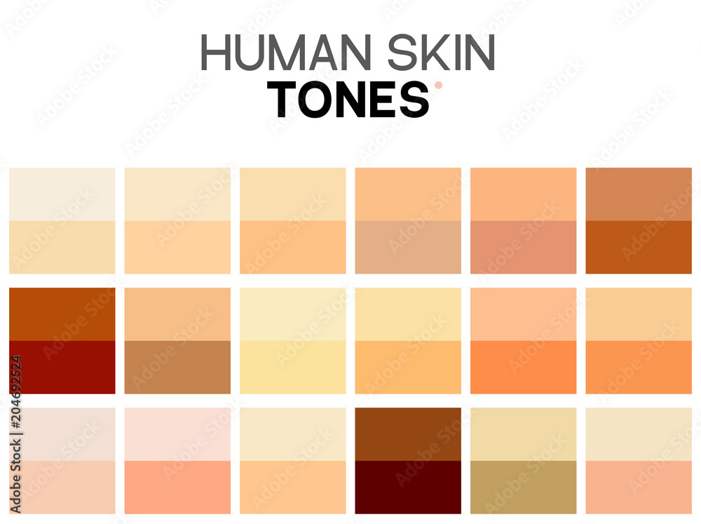 Skin tone color chart. Human skin texture color infographic palette ...