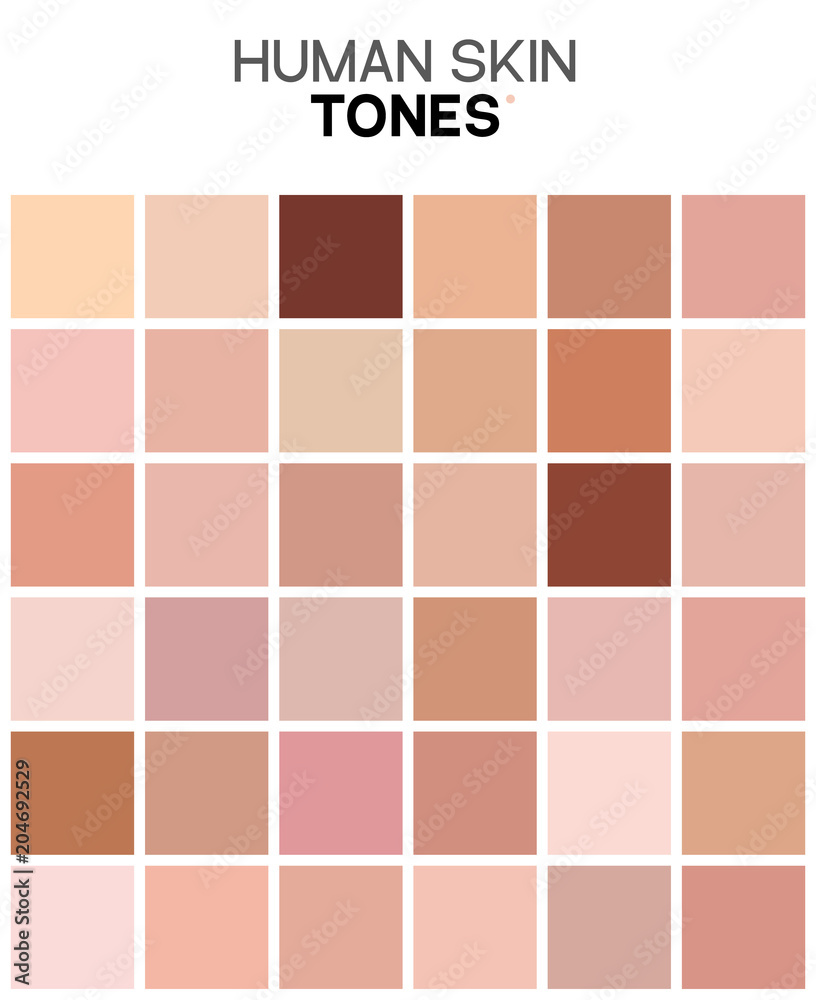 Skin tone color chart. Human skin texture color infographic palette ...