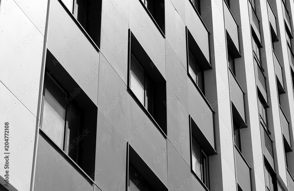 Building windows background. Perspective and underside angle view to ...