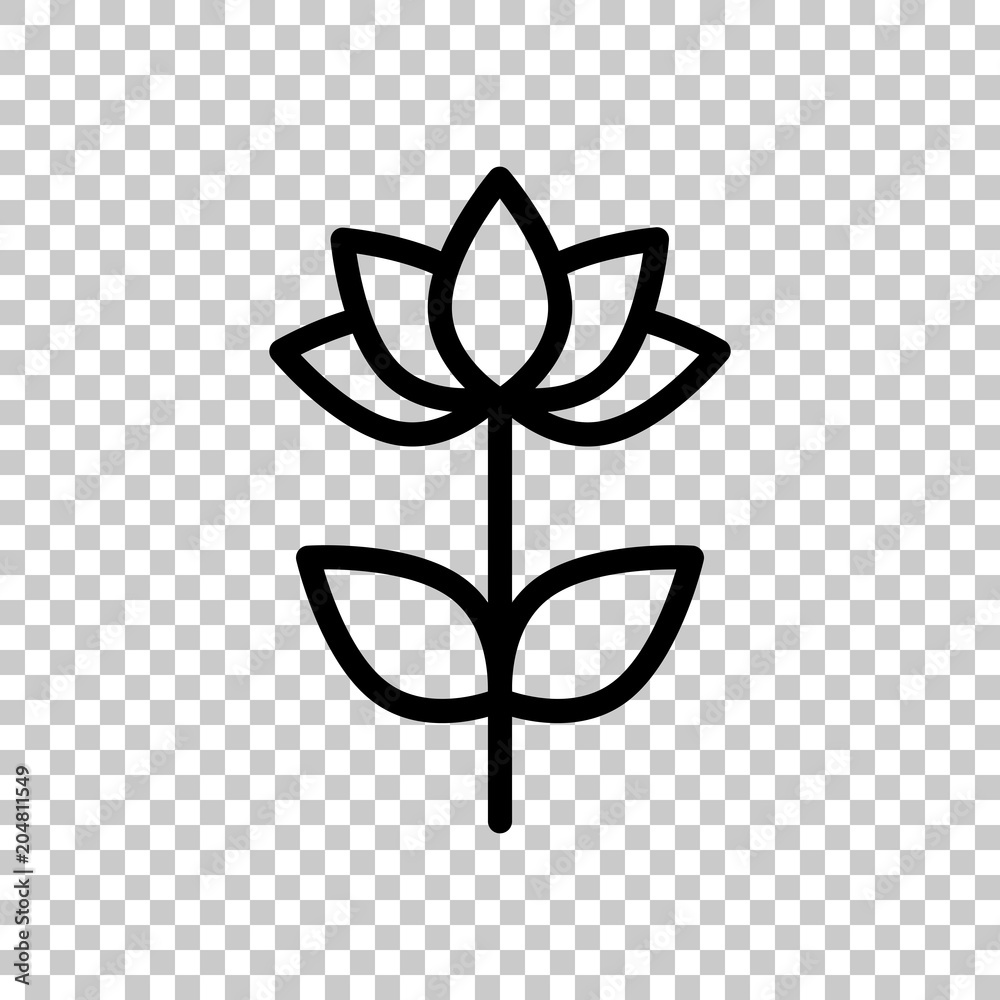 Simple flower symbol. Linear icon. On transparent background. Stock ...