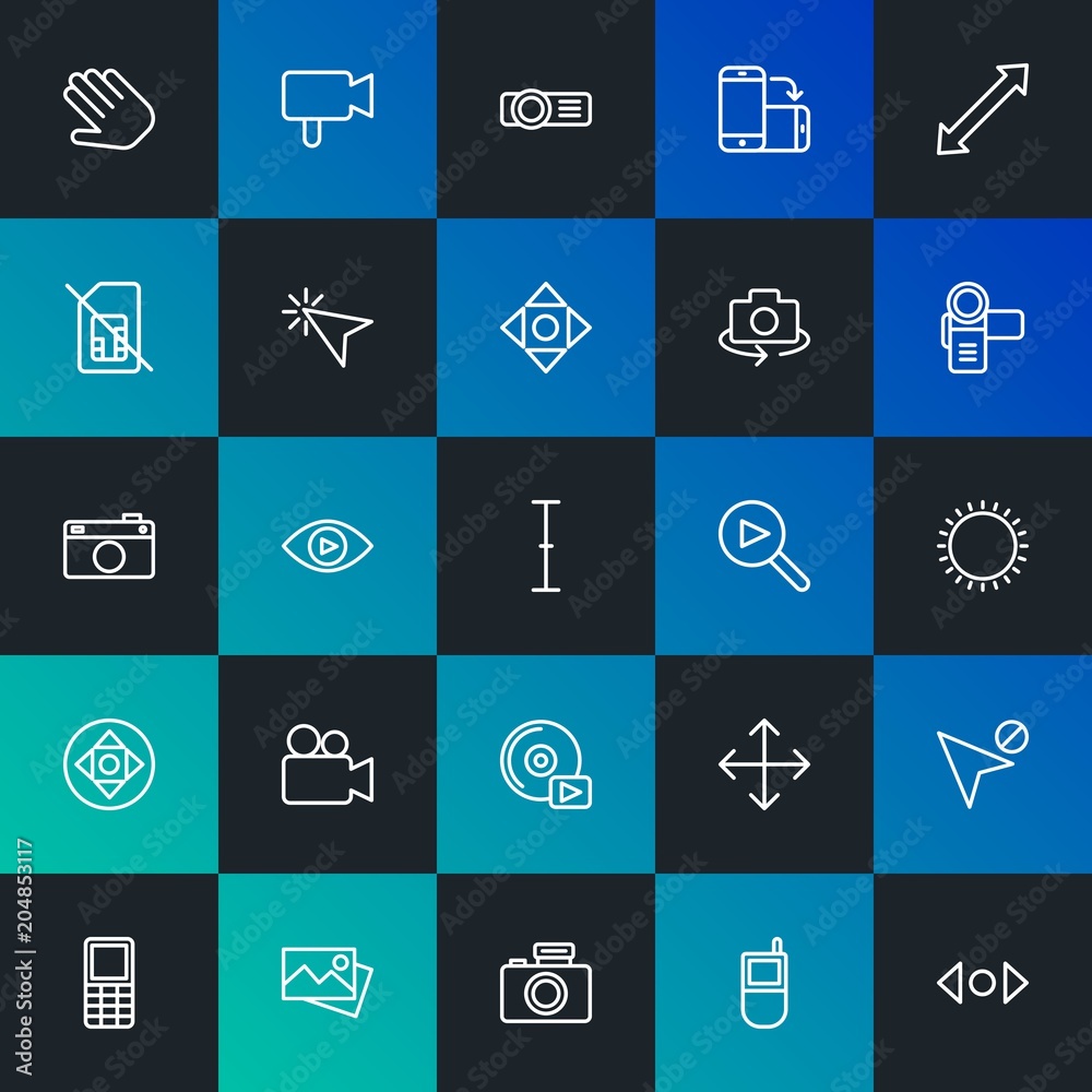 Modern Simple Set of mobile, video, photos, cursors Vector outline ...