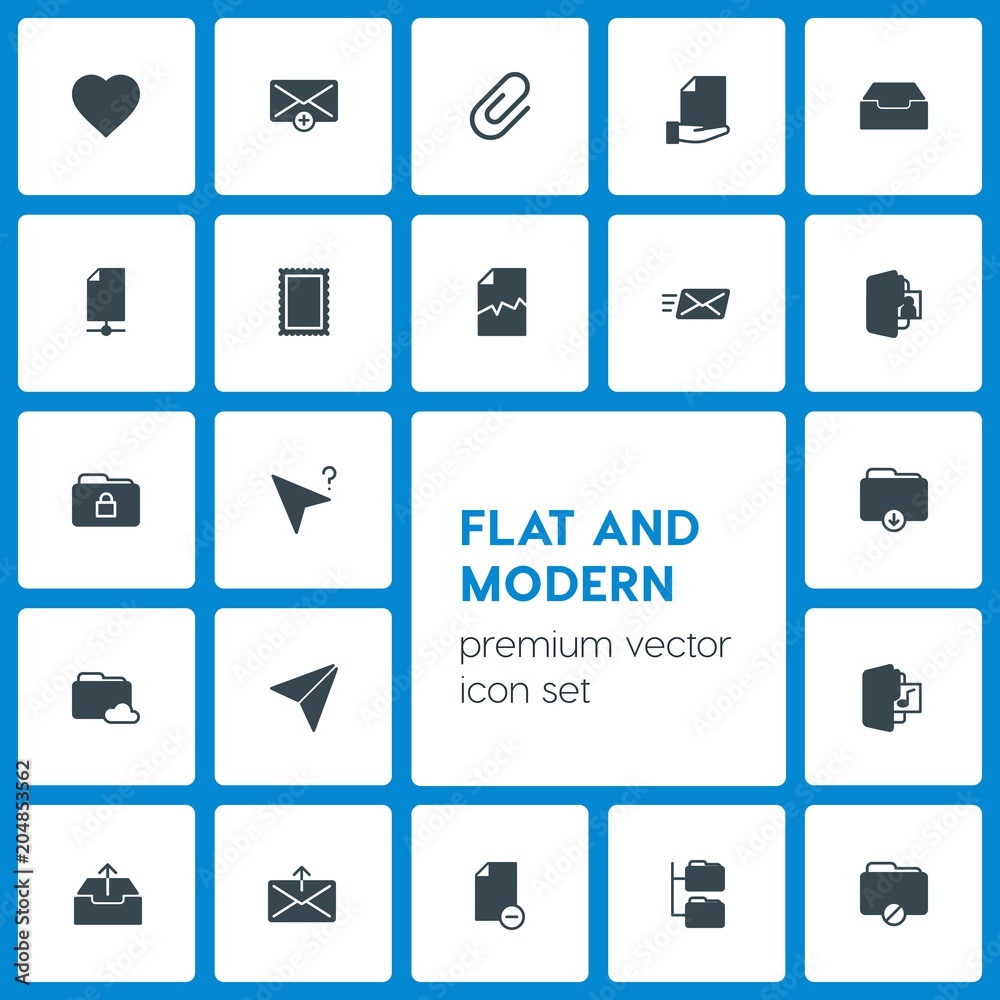 Modern Simple Set of folder, cursors, files, email Vector fill Icons ...