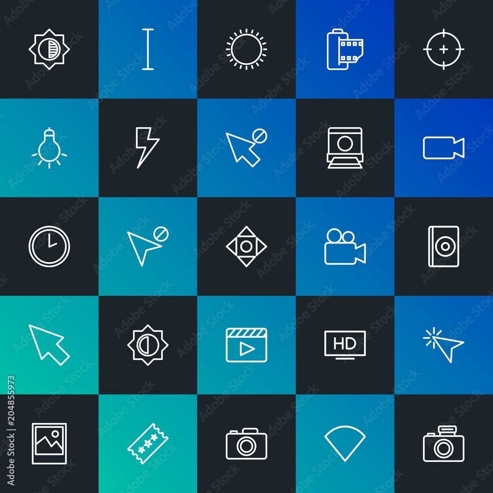 Modern Simple Set of mobile, video, photos, cursors Vector outline ...