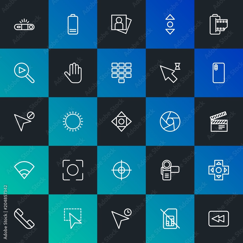 Modern Simple Set of mobile, video, photos, cursors Vector outline ...