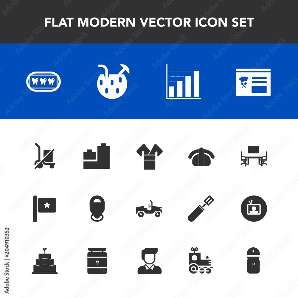 Modern, simple vector icon set with seafood, scale, location, bear ...