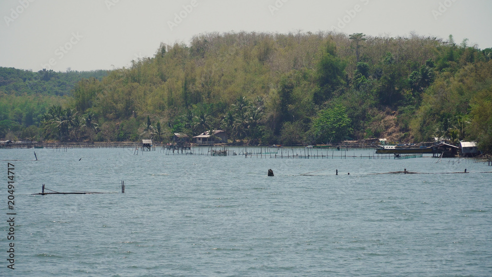 Stock-Foto „Fish farm with cages for fish and shrimp in the Philippines ...