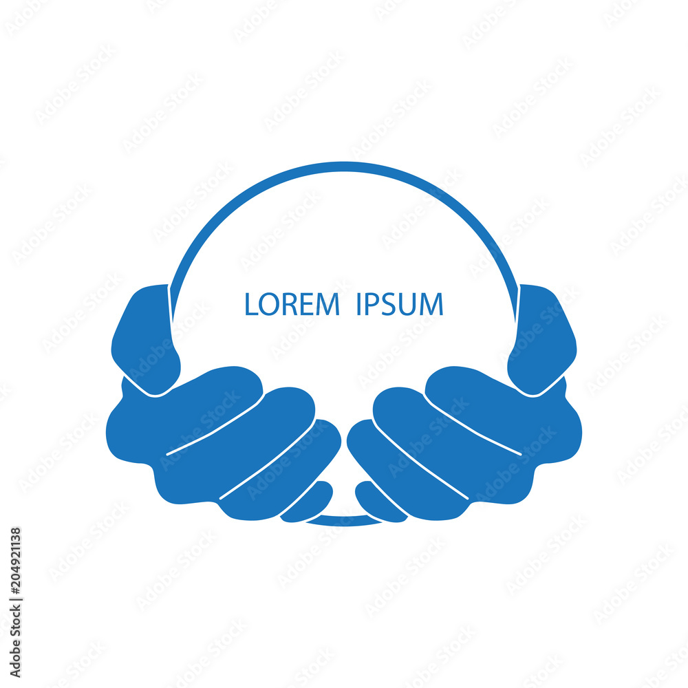 Hands holding blank circle icon logo vector graphic design Stock Vector ...