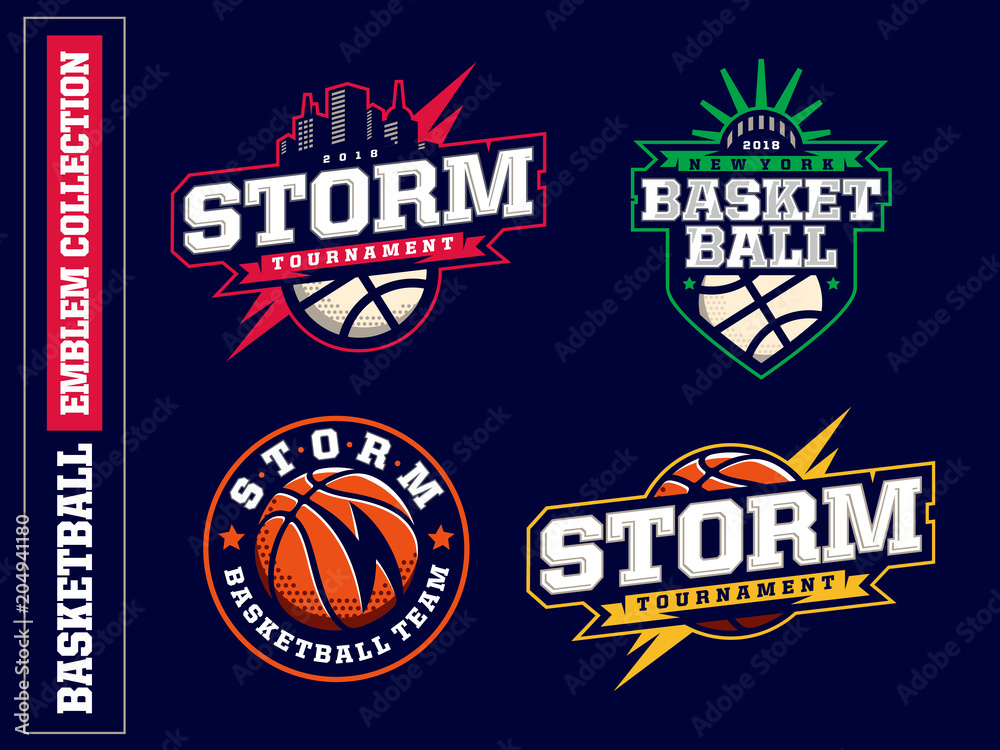 Modern professional basketball logo set for sport team Stock Vector ...