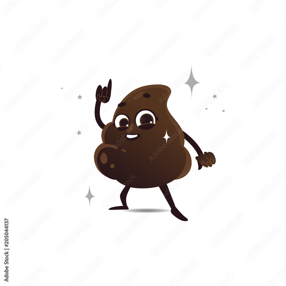 Cheerfu brown poop character with legs and arms dancing with happy ...
