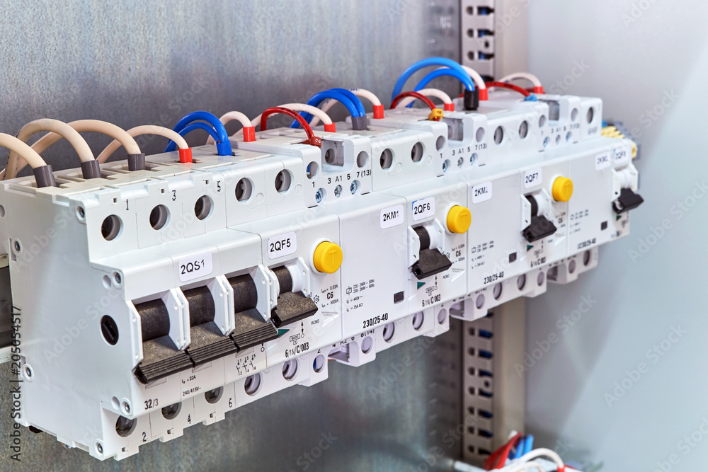 A range of different modular electrical devices in an electrical ...