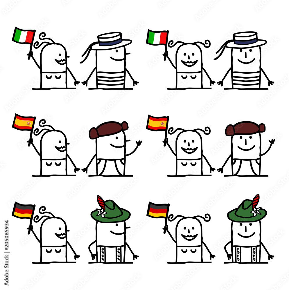 Cartoon Characters Set 2 - Countries and Tradition Stock Vector | Adobe ...