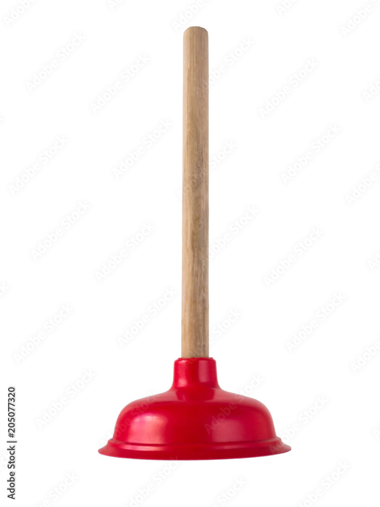 Bright red rubber plunger isolated on white Stock Photo | Adobe Stock
