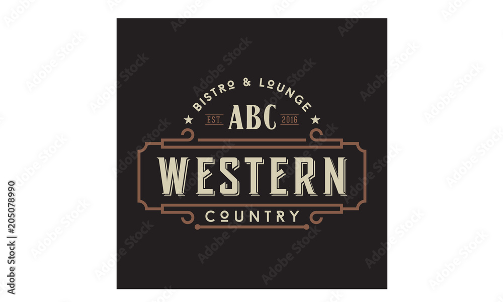 Vintage Country Emblem Typography for Western Bar/Restaurant Logo ...