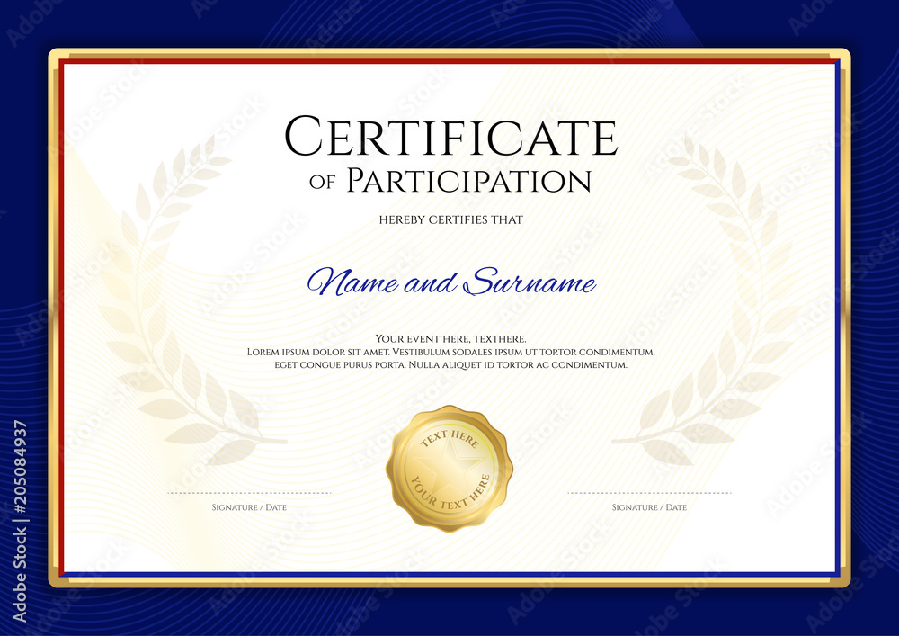 Certificate template in sport theme with blue border frame, Diploma ...
