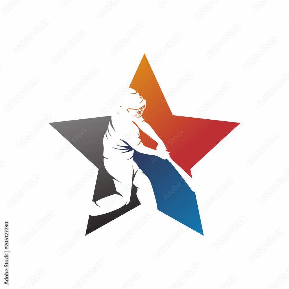 Stars Baseball Logo Vector Silhouette Stock Vector | Adobe Stock