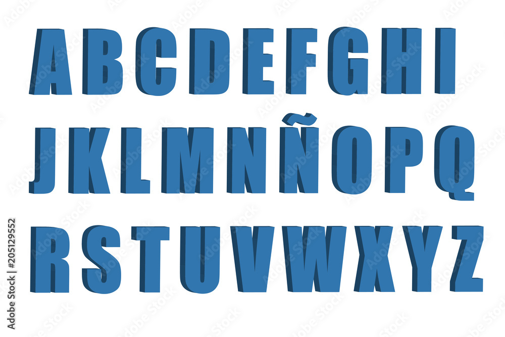Vector de Stock Letras del abecedario de color azul. | Adobe Stock