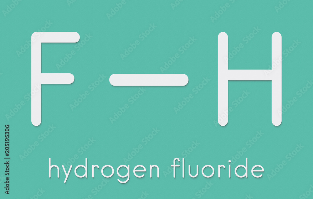 Hydrogen fluoride (HF) molecule. Skeletal formula. Stock Illustration ...