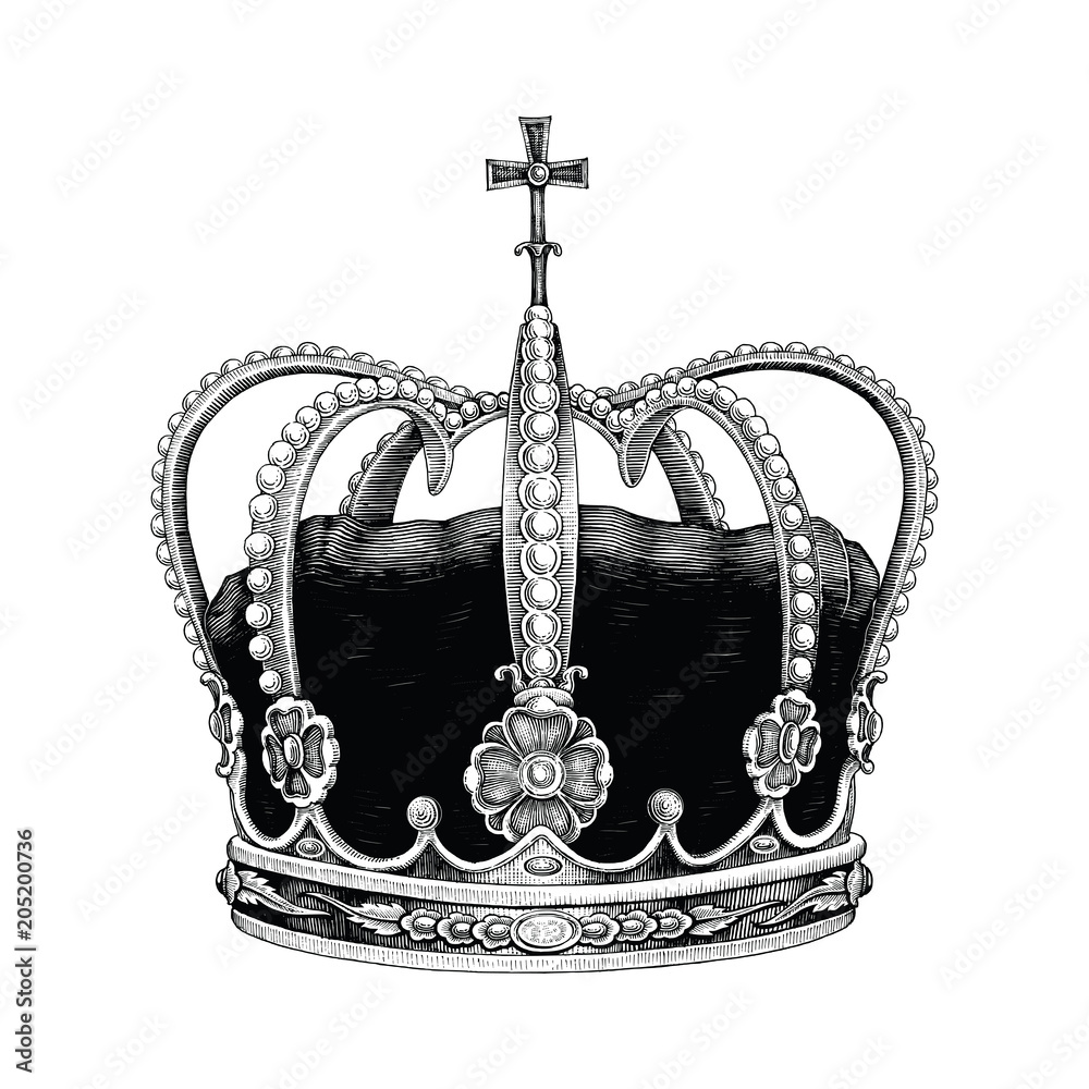 Crown hand drawing vintage style Stock Vector | Adobe Stock