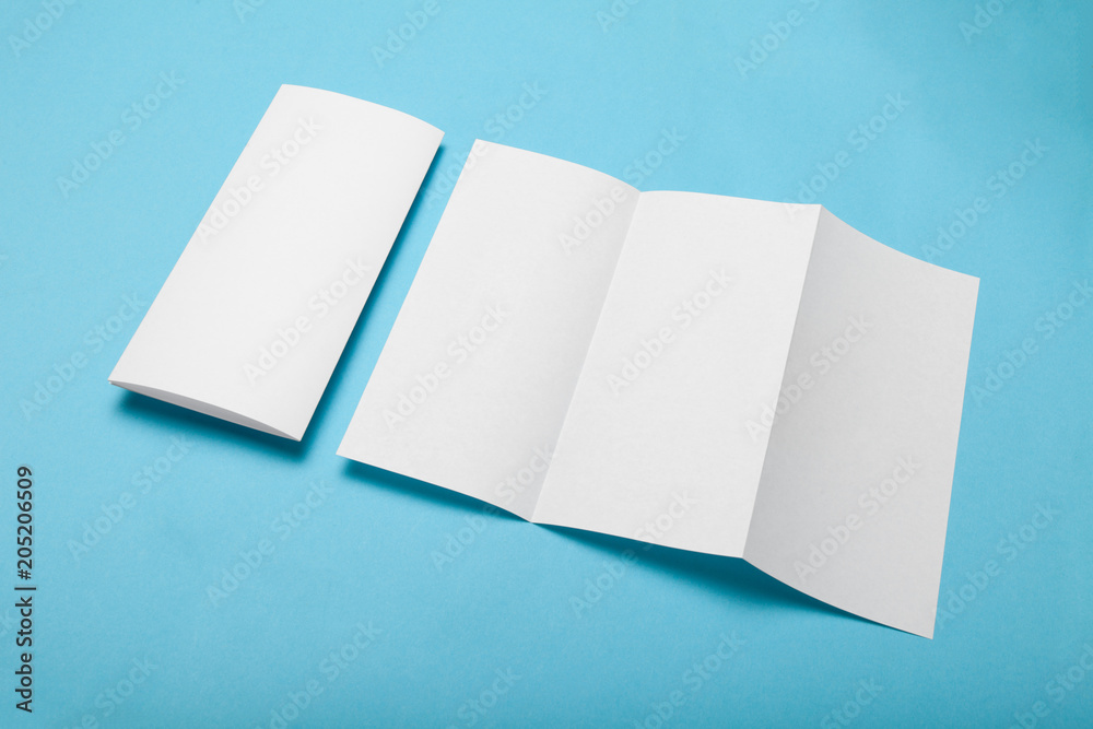 Trifold paper menu, brochure mockup. DL flyer. Stock Photo | Adobe Stock