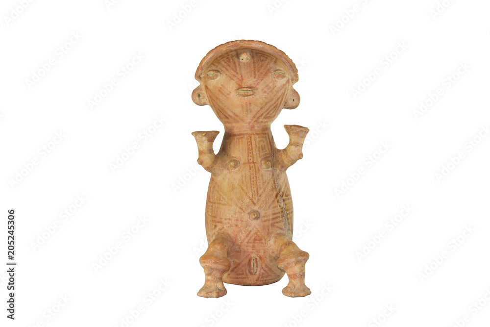 Clay sculpture of female figure made by indigenous civilization more ...