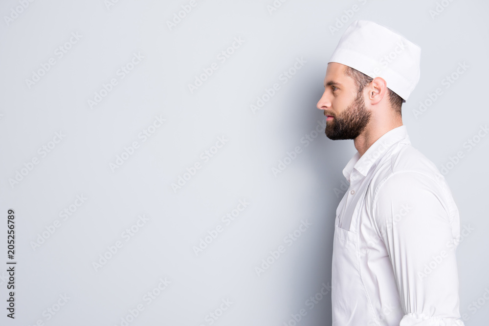 Profile side view portrait with copyspace, empty place for ...