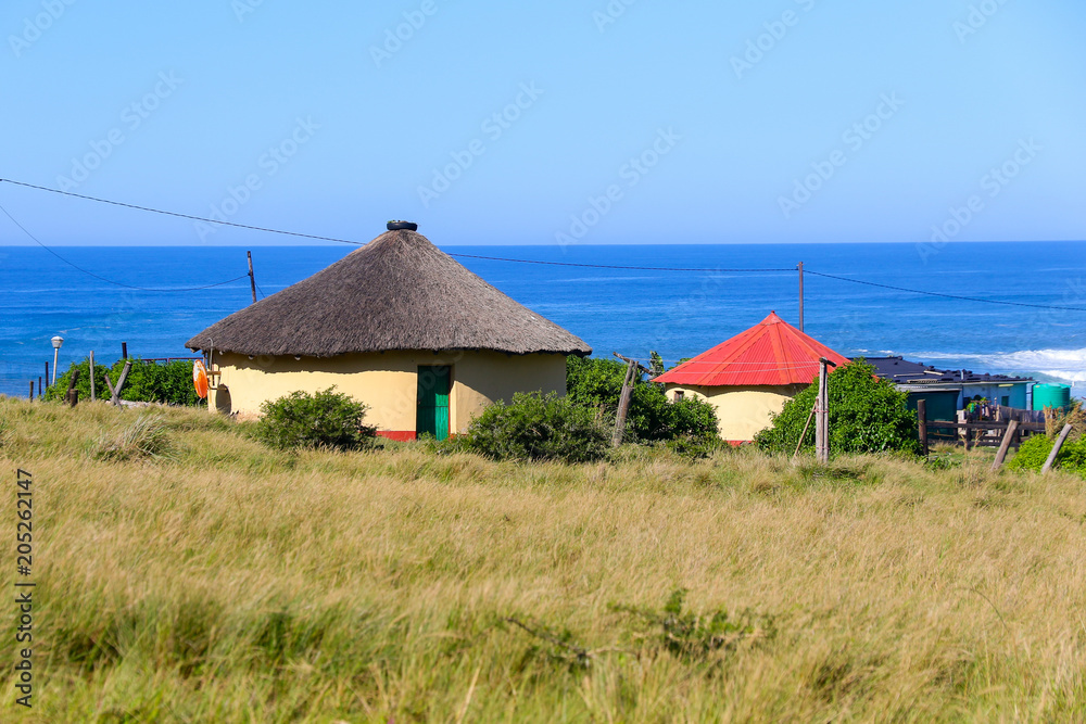 Rondawel, traditional thatched roofed hut near Coffee Bay on the Wild ...