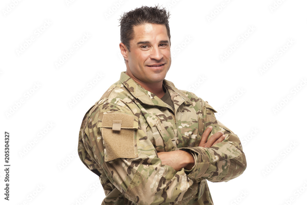 Smiling Army Soldier Stock Photo | Adobe Stock