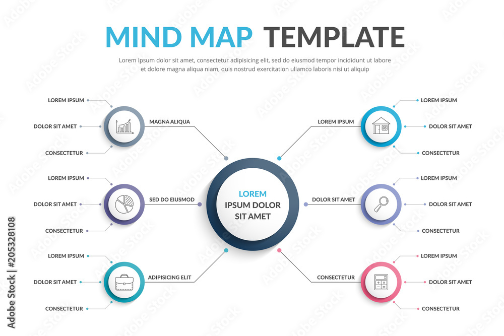 Mind Map Template Stock Vector | Adobe Stock