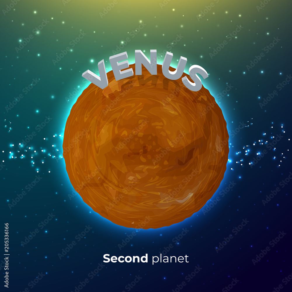 Vector illustration of venus. Second planet from the sun icon. Space ...