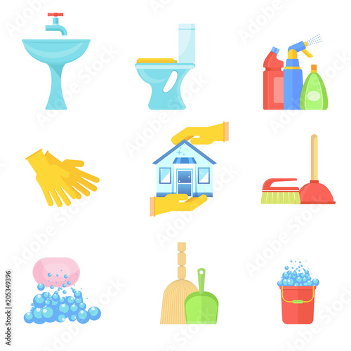 Tools for creating cleanliness in the bathroom. Body and household ...